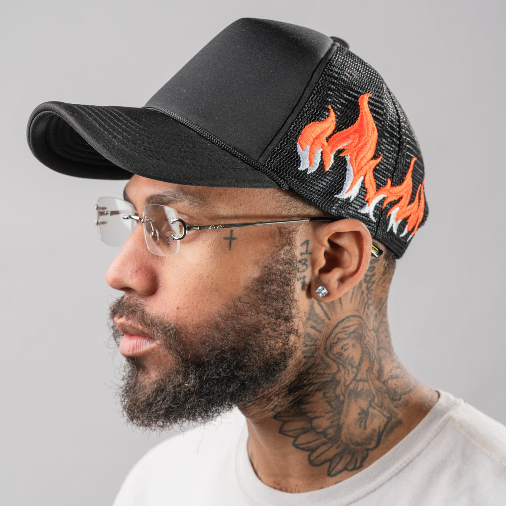 Embroidery Flame Trucker Hat – hatvendor